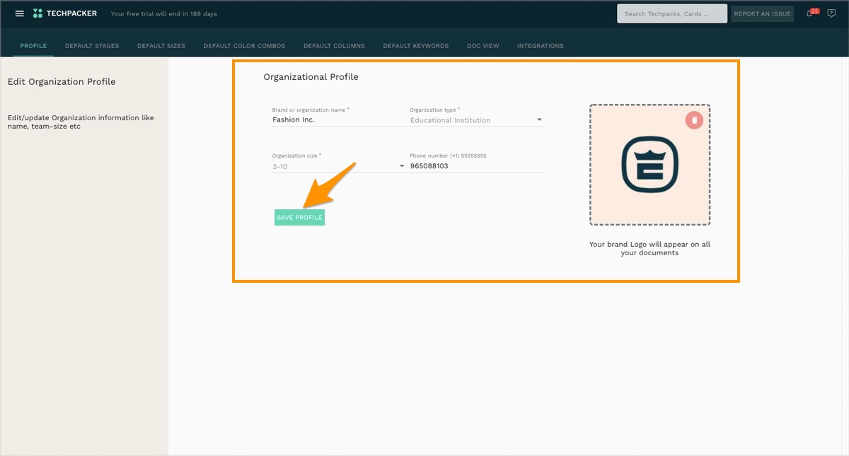How to set organization settings – Techpacker